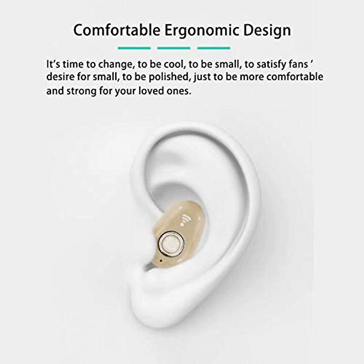 Heave Mini Invisible Wireless Earbud,Portable Earpiece Sweatproof Stereo Bluetooth Earphone with Microphone Headphone, Single Sports in Ear Headset for Cell Phone Skin Color