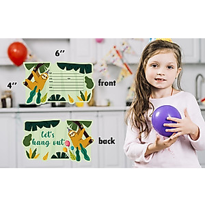 shupai Sloth Birthday Invitations(30 Invitation + 30 Envelopes), Sloth Birthday Party Supplies, Sloth Party, Sloth Party Decorations, Kids Birthday Invitations-028