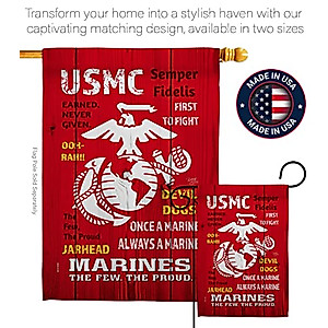 Breeze Decor USMC Garden Flag Set Mailbox Hanger Armed Forces Marine Corps Semper Fi United State American Military Veteran Retire Official House Banner Small Yard Gift Double-Sided, Made in USA
