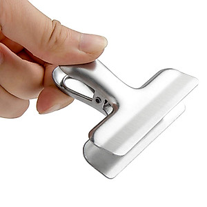 10 pcs Stainless Steel Chip Bag Clips, CNYMANY 3 Sizes 4.7" 3" 1.6" Heavy Duty Air Tight Seal Grip Coffee Food Bag Clamps for Office Kitchen Home Use