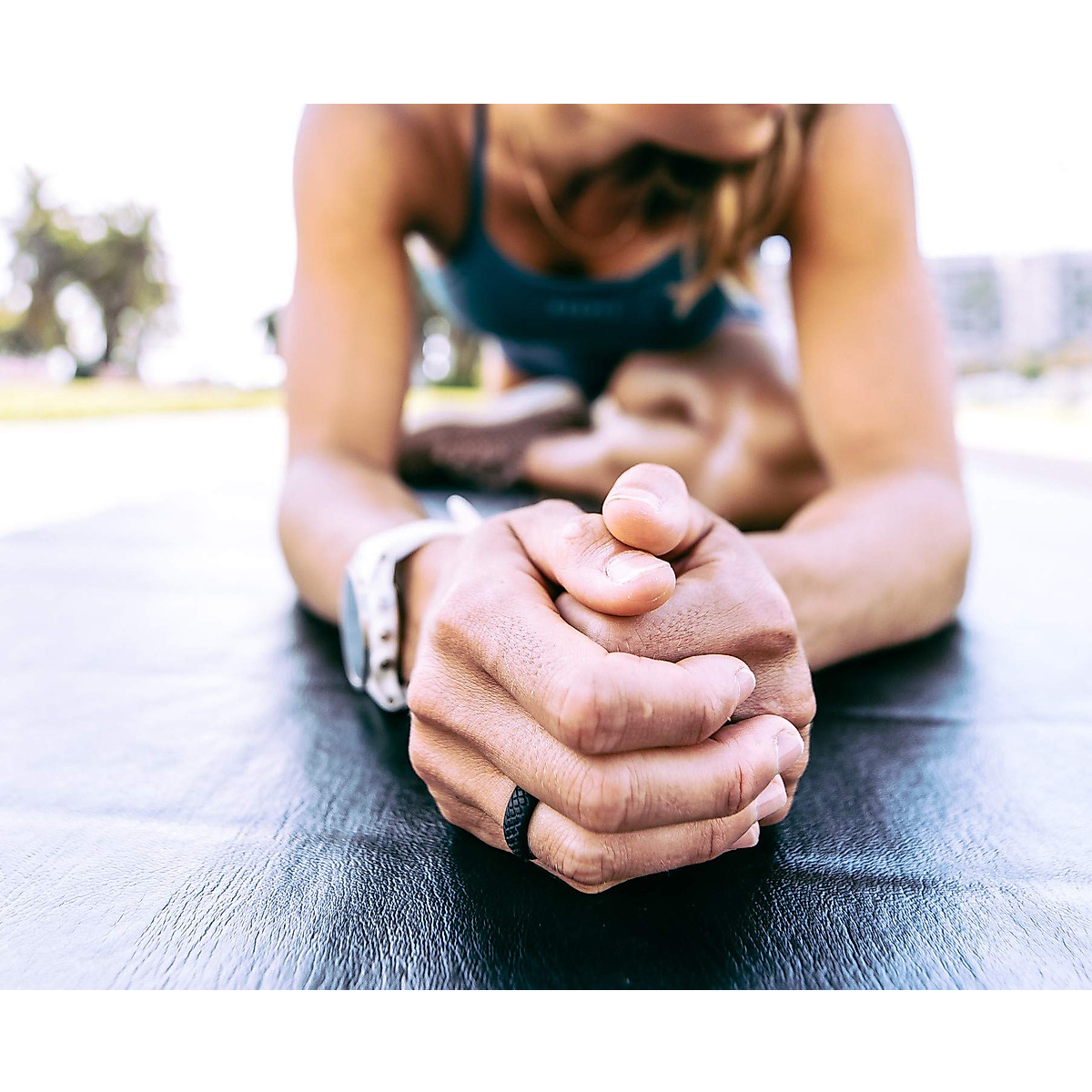 Barbell Bands Silicone Ring For Women - Premium Rubber Wedding Band For Fitness Recreation Outdoor Lifestyle - (Aqua, 8)