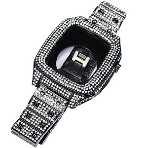 VEVEL Diamond Watch Band+Watch Case Refit Mod Kit，For Iwatch 6 5 4 SE 44mm ，Luxury Lady Diamond Modification Kit，For Apple Watch series 8 7 45mm DIY Watch Band (Color : Rose gold, Size : 45MM)