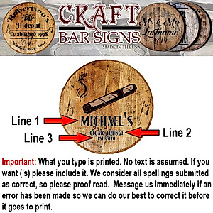 Craft Bar Signs Personalized Whiskey Barrel Lid Cigar Lounge Smoking Stogies Drinking Bar Sign Man cave Accessories for Room Wood Wall Art