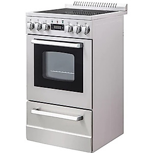 Avanti DER20P3S Electric Range Oven Elite Series Compact Design, 2-Cu.Ft. Capacity with 4 Coil Burners, Framed Glass Door, Storage Drawer and Broiler with Pan, 20-Inch, Stainless Steel