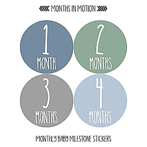 Baby Monthly Stickers | Milestone Stickers | Newborn Month Stickers for Baby Girl or Boy | Gender Neutral Stickers | Birth Announcement (Set of 24)