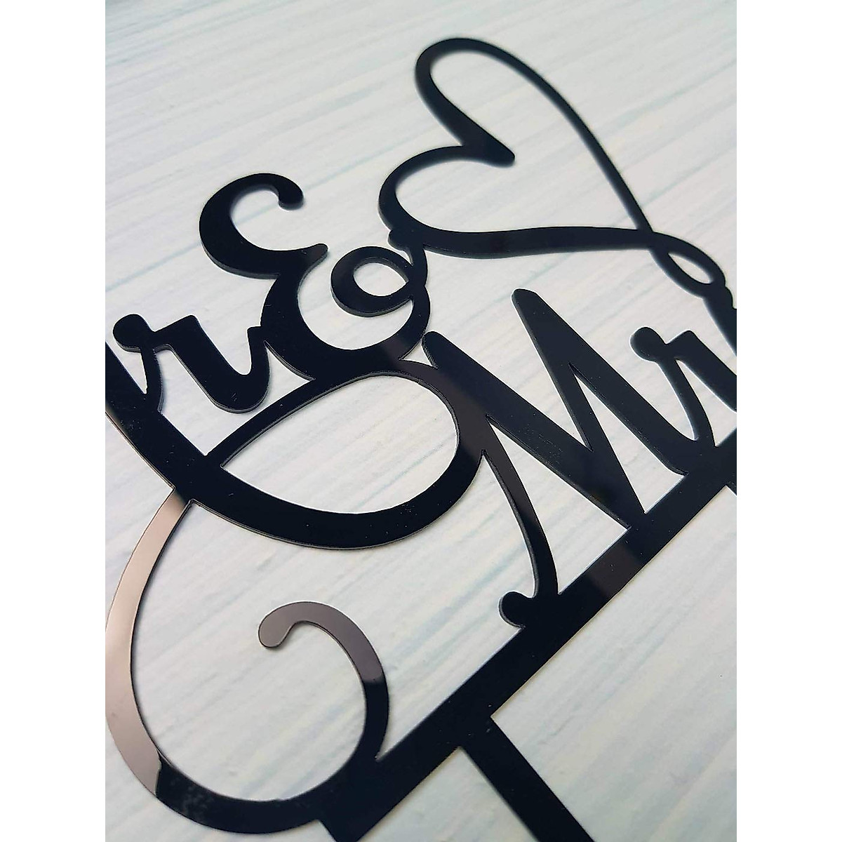 AMINJIE Mr and Mrs Cake Topper, Bride and Groom Sign Wedding/Engagement Cake Toppers Decoration, Black Acrylic