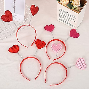 Hosfairy 2Pcs Red Love Heart Shaped Headbands Valentine's Day Hair Hoop Hair Loop Hair Clasp Hair Band Hair Accessories Dress Accessories for Valentine Party Props