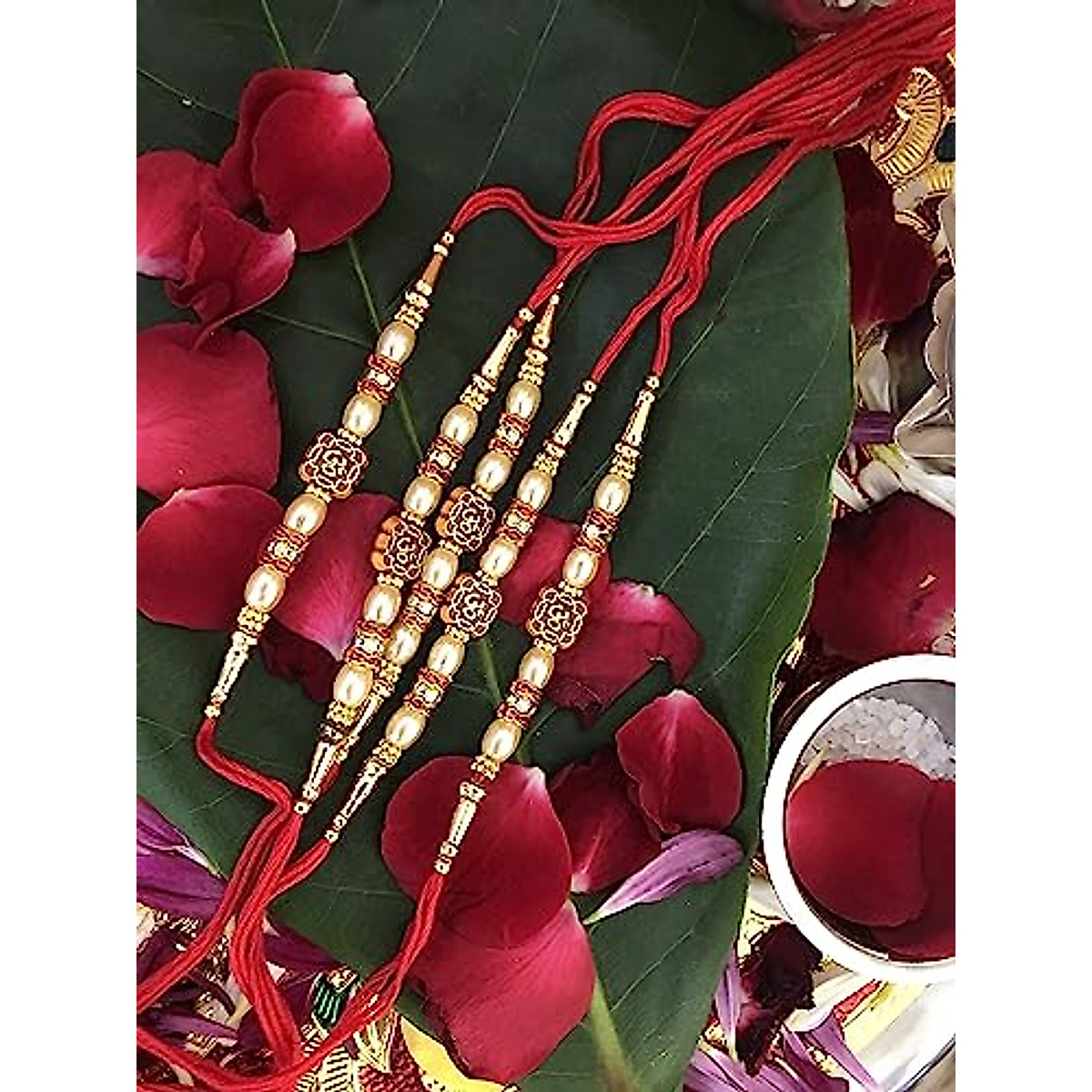 SWAMISP Set of 5 Rakhi for Brother Bhaiya Bhabhi Gift Rakhi for Family Raksha Bandhan Festival Rakhi for Bhaiya and Bhabhi Wrist Bands for Loving Sibling Brother Sister Father Friends