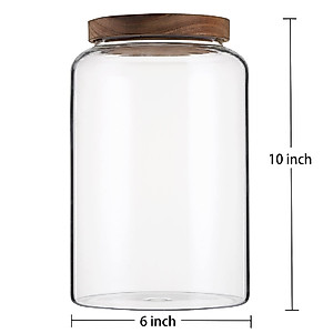Bekith 1 Gallon Glass Jar with Wooden Airtight Lid, Large Food Storage Container/Canisters for Serving Tea, Coffee, Honey, Spice, Cereal, Egg, Kitchen Canister, Clear