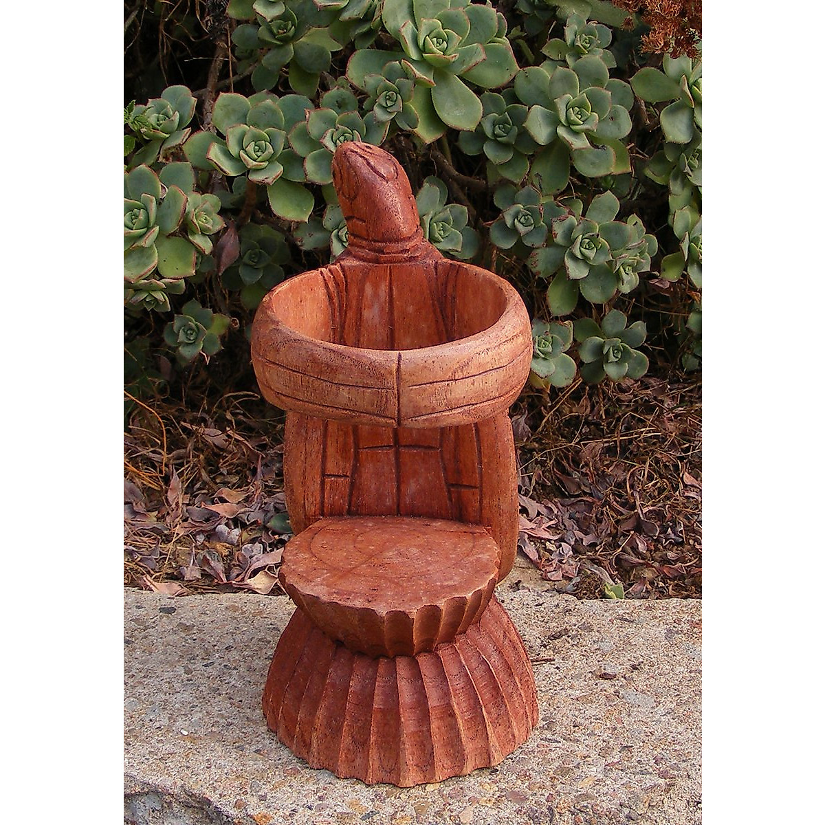 ANEWNICE VERSAINSECT l Nautical Turtle Hono Wood Statue Wine Bottle Holder Tiki Bar Garden Sculpture Outdoor Decoration