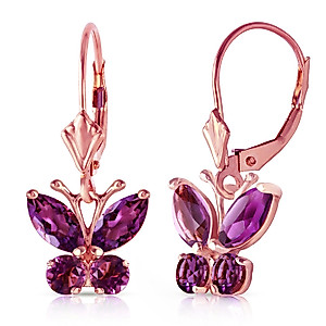 Galaxy Gold GG 14k Rose Gold Amethyst Butterfly Earrings