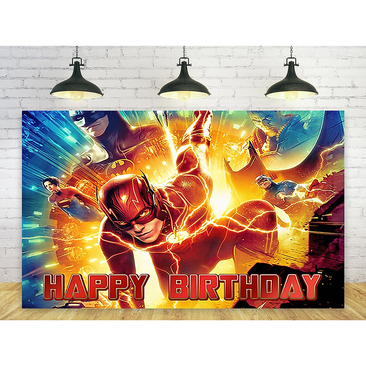 The Flash Backdrop for Birthday Party Decorations Hero Background for Baby Shower Party Cake Table Decorations Supplies Superhero The Flash Theme Banner 5x3ft