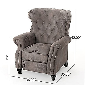 Christopher Knight Home Waldo Tufted Wingback Recliner Chair(Warm Stone).