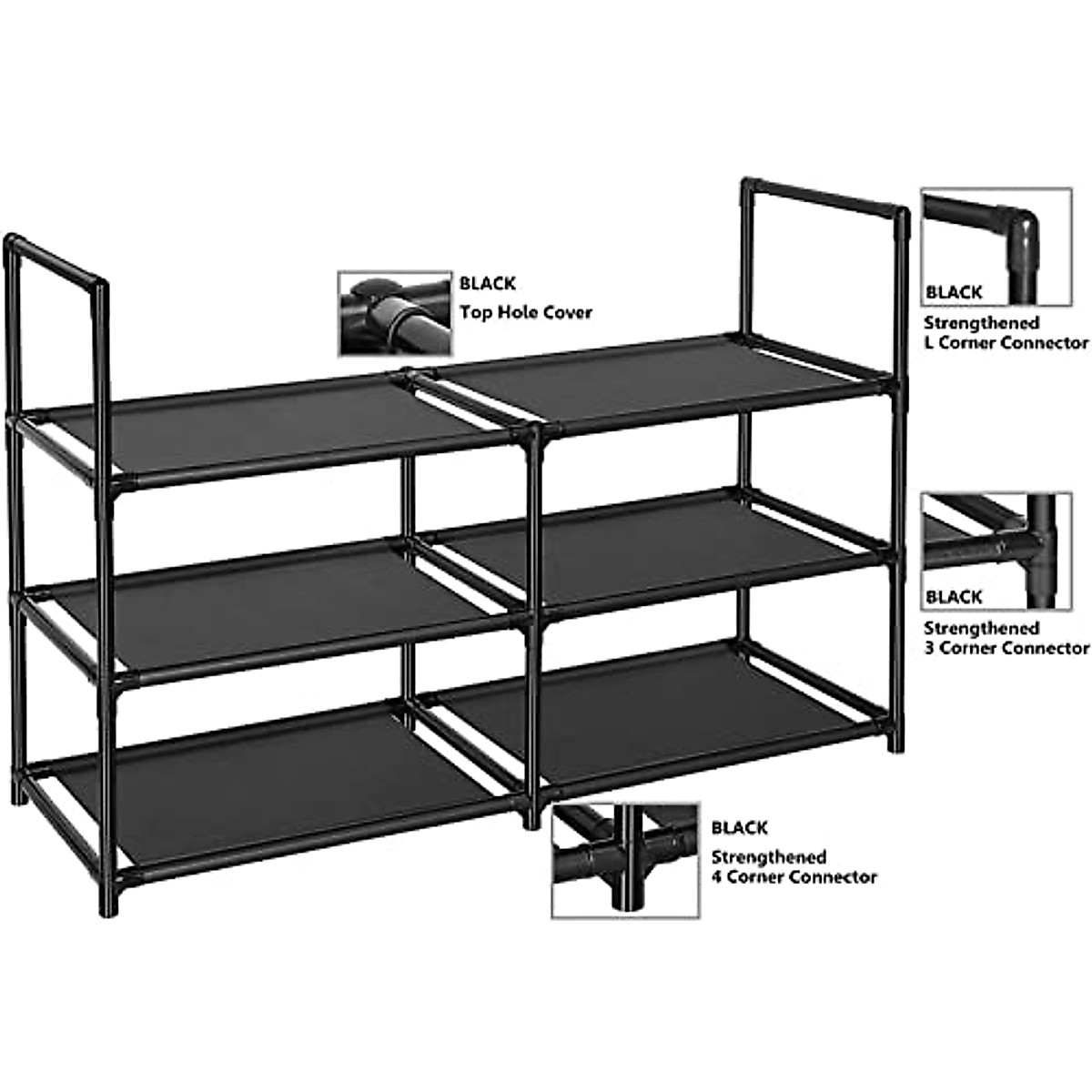 Easyhouse 3 Tier Metal Construction Shoe Rack, Sturdy Shelf Organizer for Entryway, Bedroom, Closet