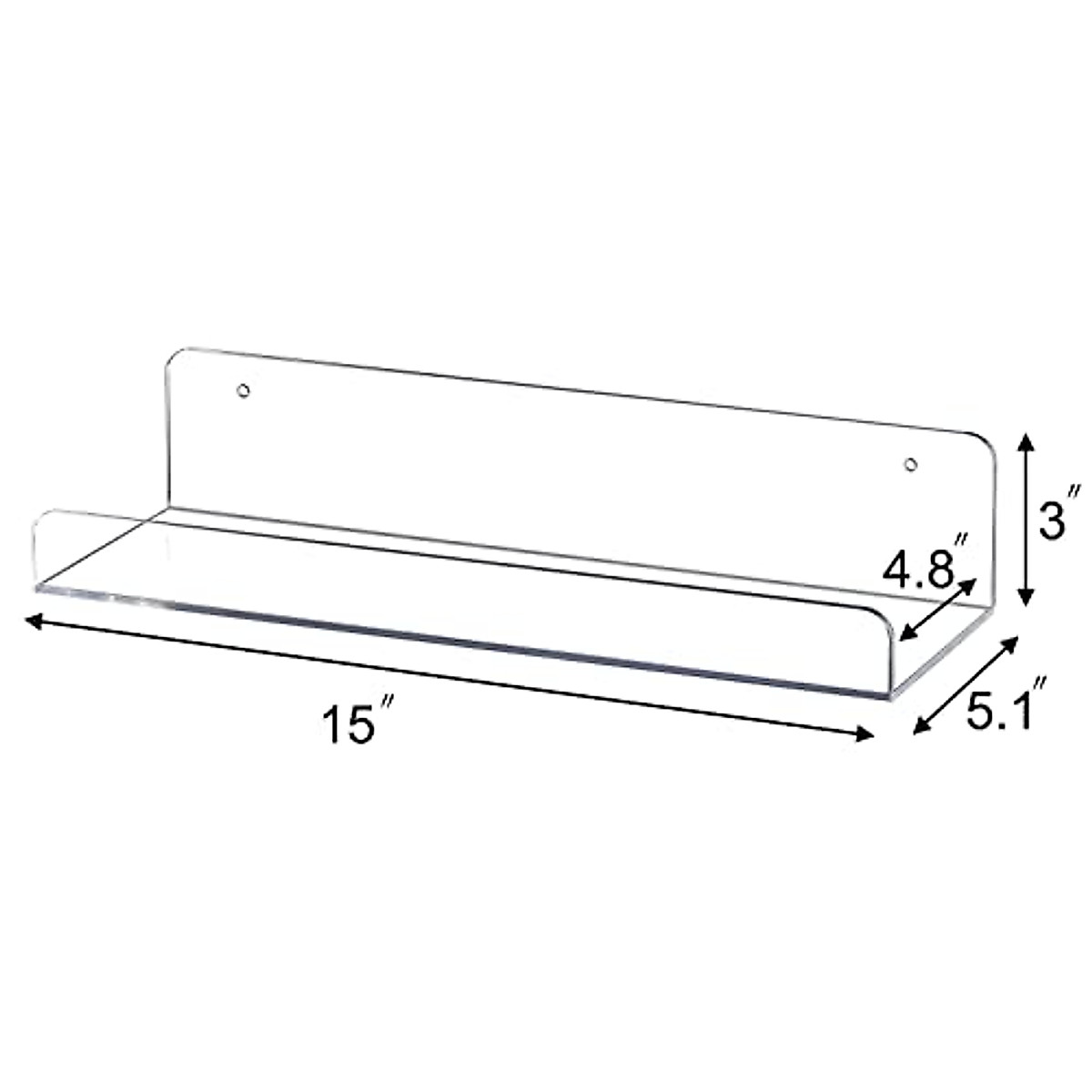 Sooyee 6 Pack Floating Shelves,15 Inch Acrylic Shelves Floating Bookshelf,Funko Pop Display Shelf, Invisible Picture Ledge Wall Mounted Shelves,Clear Shelves