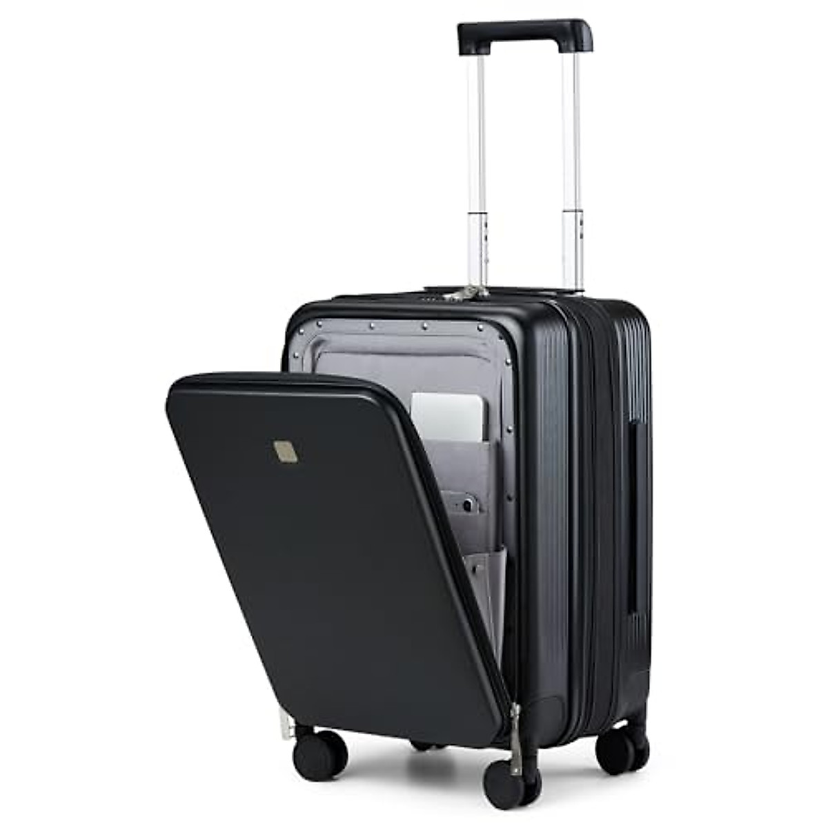 Hanke Grace Expandable Suitcases with Wheels Hardshell Carry On Luggage Airline Approved, 20 Inch Travel Suitcase Lightweight Tsa Luggage for Short Business Trips, Jet Black.