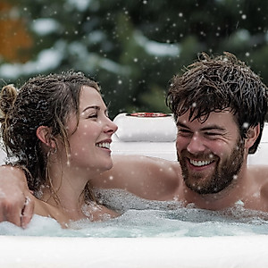 ALEKO Inflatable Hot Tub Spa | Personal High Powered Jetted Bubble | with Fitted Cover and 3 Filters | 160 Gallon | 4 Person Square | Brown | HTISQ4BR