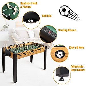 Giantex Foosball Table, Wooden Soccer Table Game w/Footballs, Suit for 4 Players, Competition Size Table Football for Kids, Adults, Football Table for Game Room, Arcades (48 inch, Wood)