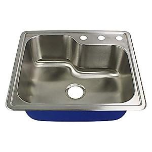 Transolid MTSO25229-1 Meridian 1-Hole Drop-in Single Bowl 16-Gauge Stainless Steel Kitchen Sink, 25-in x 22-in x 9-in, Brushed Finish