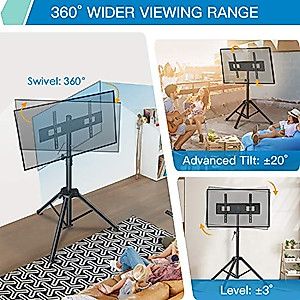 PERLESMITH Tripod TV Stand -Portable TV Stand for 37-80 Inch LED LCD OLED Flat Screen TVs-Height Adjustable Display Floor TV Stand with VESA 600x400mm, Holds up to 110lbs PSTM2