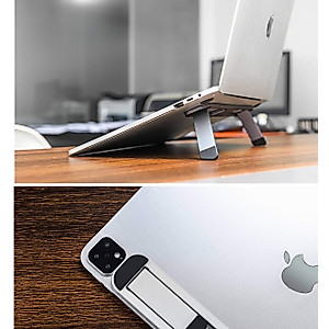 Triyards Laptop Riser for Desk – Aluminum Foldable Laptop Stand for 10”-16” Models Including MacBook, MacBook Air, iPad, HP and More – Self-Adhesive Portable Laptop Stand with Non-Skid Feet