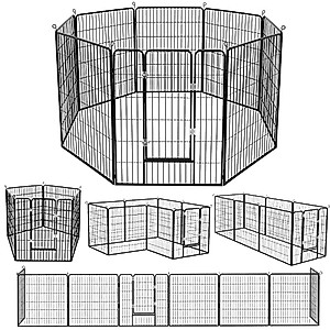 PUKAMI Dog Fence for Dogs, 8/16 Panels 24/32/40 Height x32 inch Width,Portable Dog Playpen Puppy Playpen for Small Medium Dog Exercise Pen for Indoor Outdoor,Pet Playpen Fence for Yard,RV,Camping