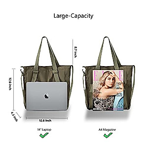 HSEONEJIA Women Large Crossbody Canvas Tote Bag, Girls Kawaii Shoulder School Bookbag Students Messenger Schoolbag (Green)