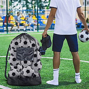 BROTOU Extra Large Sports Ball Bag Mesh Socce Ball Bag Heavy Duty Drawstring Bags Team Work for Holding Basketball, Volleyball, Baseball, Swimming Gear with Shoulder Strap