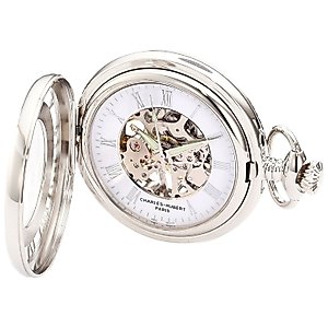 Charles-Hubert, Paris 3928 Classic Collection Chrome Finish Brass Mechanical Pocket Watch
