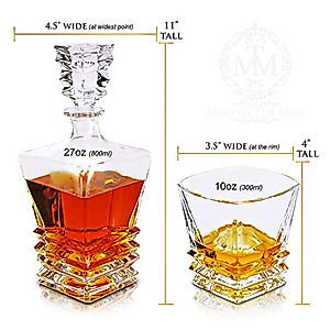 27oz Whiskey Decanter Set & Glass Set – Premium Crystal Liquor Decanter for Scotch, Bourbon, Whisky, Cognac, Tequila – Luxurious Glass Decanter Sets for Men & Women