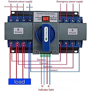 63A 4P Dual Power Automatic Transfer Switch Mini Dual Power Generator Changeover Switch Circuit Breaker Self Cast Conversion CB Level 50HZ/60HZ (4P 63A)