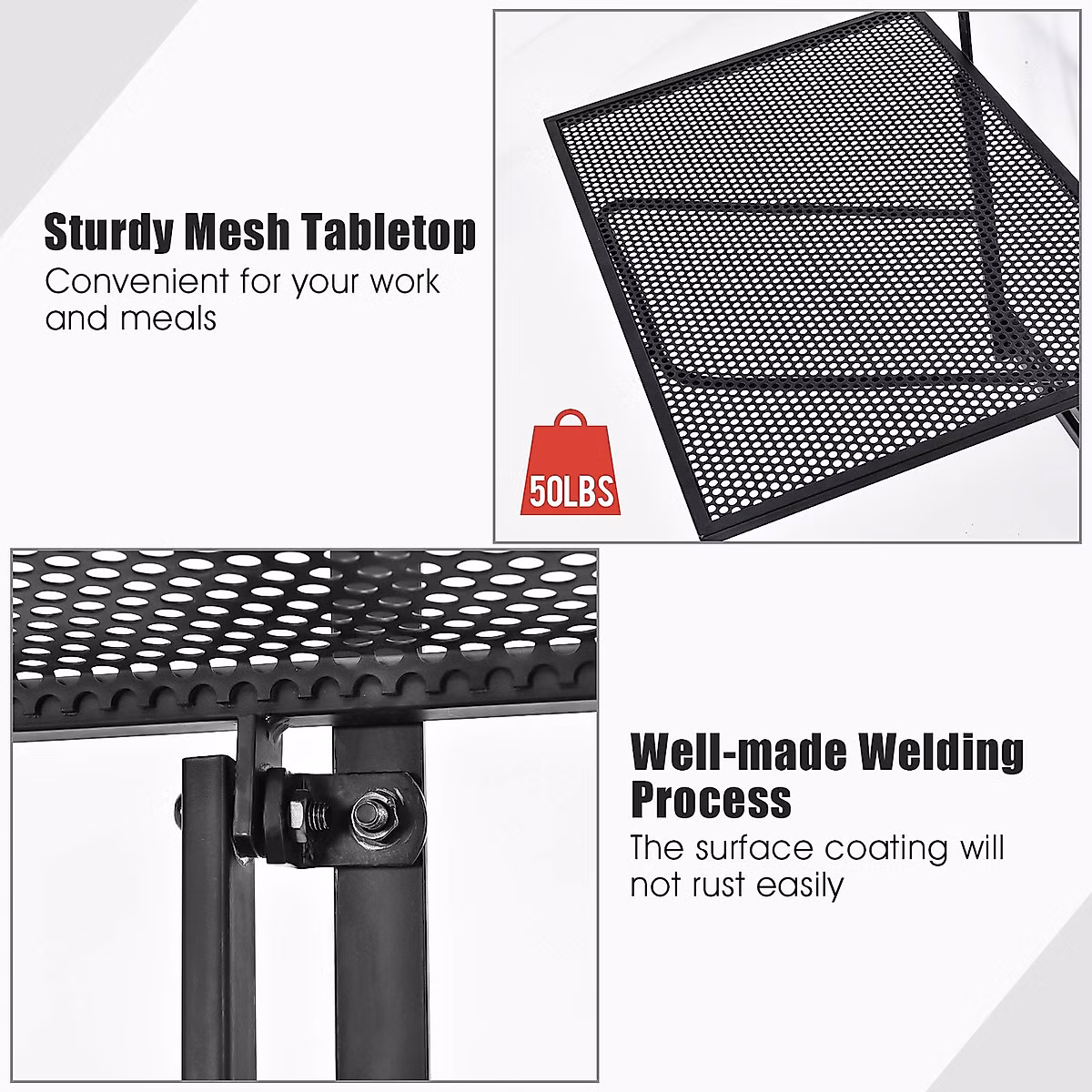 Tangkula Outdoor Folding Hanging Table, 5 Height Adjustable & Foldable Space Saving Railing Serving Table, Width from 1.5 inch to 4 inches, Suitable for Patio, Balcony and Deck