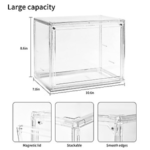 Clear Acrylic Display Case with Magnetic Attraction Lid, Dustproof Book & Cosmetic Display Cases, Large Figures Collectibles Showcase, Shoe Box, Bag Organizer