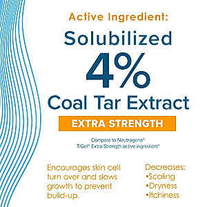 True+Real Coal Tar Therapeutic Plus Tar Gel Anti-Dandruff Shampoo Extra Strength 1% Coal Tar, 6 Fluid Ounce 2 Pack