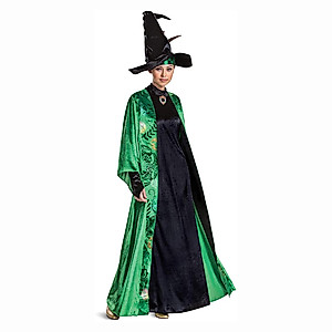 Disguise Womens Professor Mcgonagall Costume, Official Deluxe Harry Potter Wizarding World Dress And Hat Adult Sized, Multicolored, Large 12-14 US