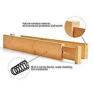 Expandable Bamboo Drawer Dividers, Adjustable Utensil Organizer Separators, 43cm