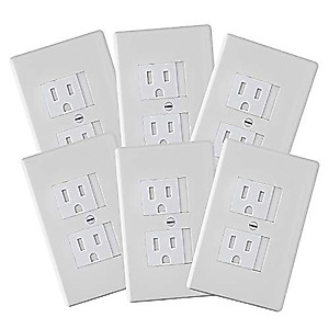 6-Pack Safety Innovations Self-Closing Outlet Covers (for Center Screw Outlets Only) - an Alternative to Wall Socket Plugs for Child Proofing Outlets, (1-Screw), (White)