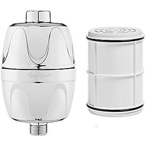 Shower Water Filter + Extra Cartridge - Universal Home Showerhead Filters With Activated Charcoal To Remove Chlorine And Hard Minerals + 1 Extra Replacement Cartridge - Chrome