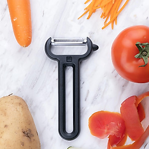 Linoroso Swivel Vegetable Y-Peeler, Classic Euro Peeler Potato Peelers Kitchen, Japanese Stainless Steel Veggie Peeler with Comfortable Handle, Dishwasher Safe Kitchen Food Peelers for Peeling,Black