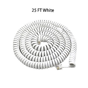 Trisonic 25 FT White Telephone Handset Cord, Standard