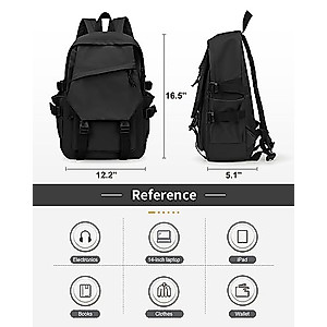 Black Laptop Backpack For Women Men 14 Inch Waterproof College Backpack With Laptop Compartment Aesthetic Backpack Small Backpack Purse For Women Anti Theft Cute Backpack Lightweight Work Backpack
