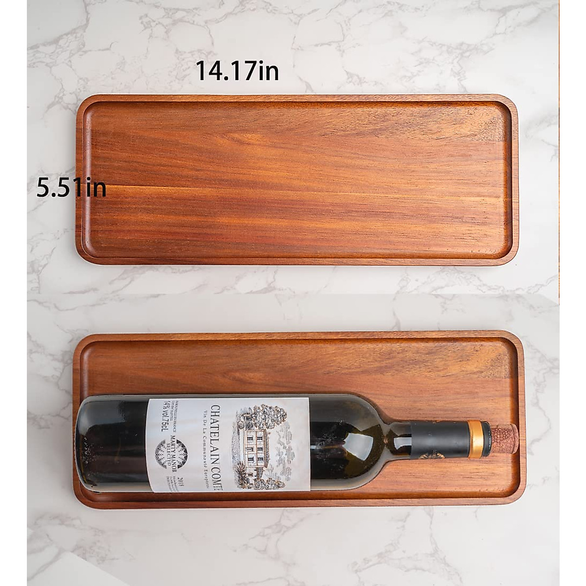 3 Pcs Acacia Wood Serving Platters Appetizer Serving Tray 14.17x5.5 Inch, Acacia Wood Serving Plates Trays for Cheese Meat Appetizer Charcuterie Individual Servings Entertaining