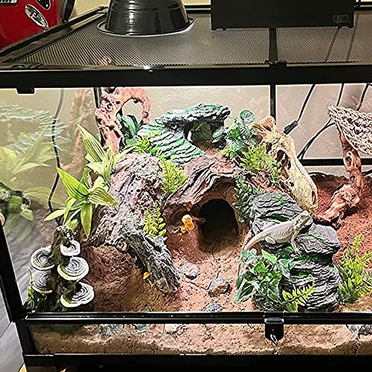 MUYG Resin Turtle Basking Platform,Turtles Rock Dock Climbing Ramp Cave Hideout Decor Reptile Terrariums Resting Terrace Stone Habitat Decoration for Small Lizards, Frogs, Snakes,Chameleon