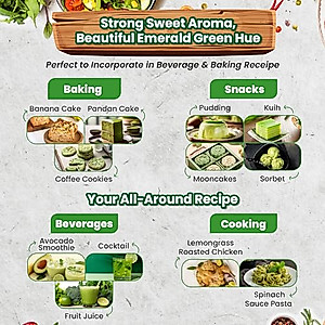 3 X Natural Color Chlorophyll of Pandan Leaf Extract Concentrate for Bakery & Beverage (1000g) Standardized Plant Extract of The East, Natural Asian Gourmet Baking Ingredient