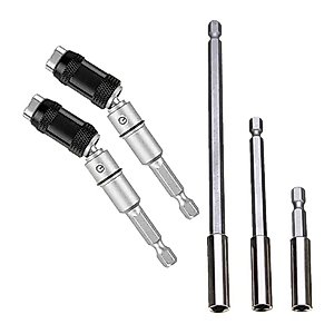 MXiiXM® Flexible Drill Bit Extension Pivot Bit Holder Set, 3Pcs Drill Bit Holder and 2Pcs Hex Pivoting Bit Tip Holder with Ring, Flexible Magnetic Screwdriver Bit for Tight Spaces or Corners