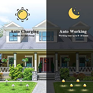 T4U888 30 PCS Mushroom Solar Lights, 8 Modes Outdoor Fairy Lights with 800Mah Battery Waterproof Garden Light for Backyard Wedding Christmas Party(Warm White-1)