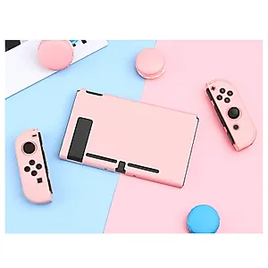 FANPL Pink Case for Nintendo Switch, Hard Shell Cute Protective Case Cover for Switch and Joy Con Controller with 2 Flower Thumb Grips - Comfortable Touch (Sakura Pink)