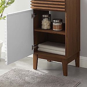 Modway Render 17" Particleboard Laminate Bathroom Vanity Cabinet in White/Walnut