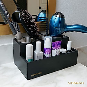 Hair Tool Organizer, Hair Dryer and Straightener Holder Countertop, Blow Dryer Holder Bathroom Organizer Storage for Vanity Makeup/Styling Tools/Curling Iron