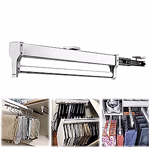 VEITEOX FTY Closet Valet Rod Slide Out, Top Mount Pull Out Closet Rod, Wardrobe Rail for Hanging Clothes Closet Organizer Retractable Rack (Size Name : 23.3"/59.2cm)